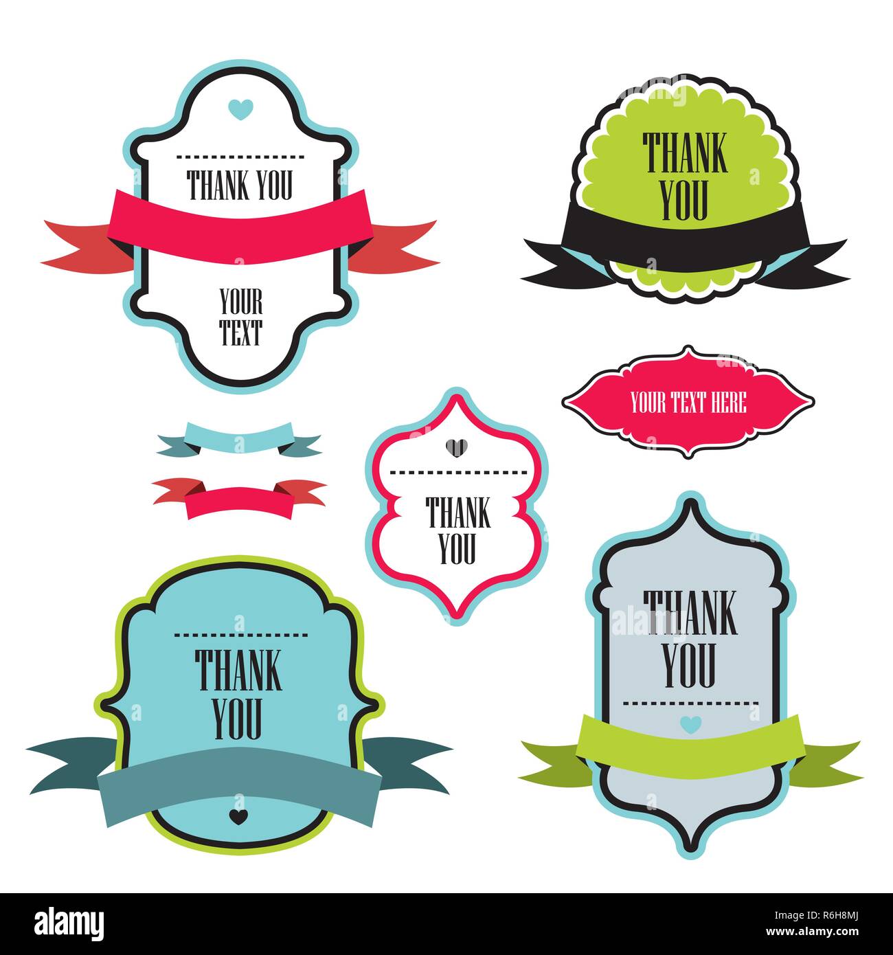 Collection of labels and ribbons design elements. Vector illustration ...