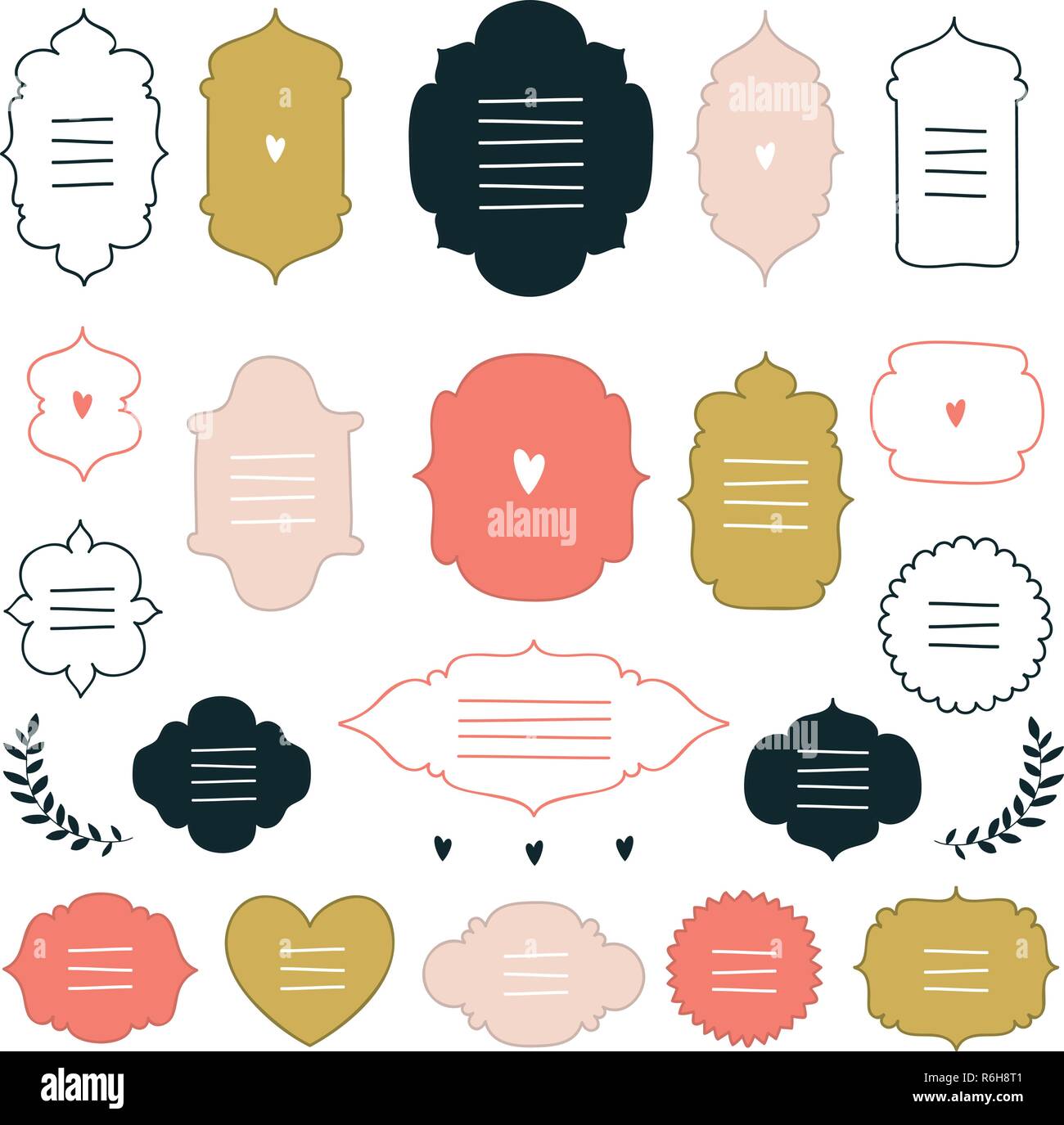 Hand drawn design elements collection Label tag sign symbol objects ...