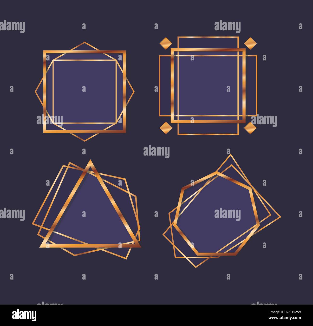 Golden luxury simple geometric frames hi-res stock photography and ...