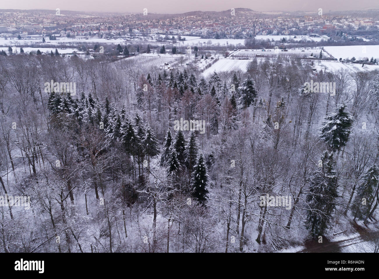 winter landscape from a bird's eye view Stock Photo - Alamy