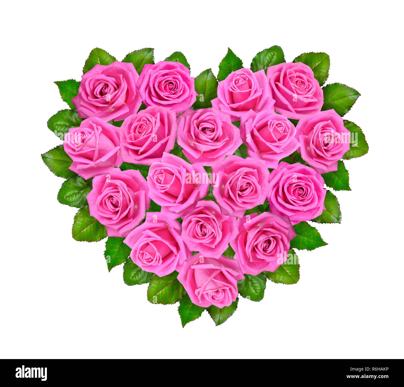 Heart of pink roses. Isolated on white background Stock Photo - Alamy