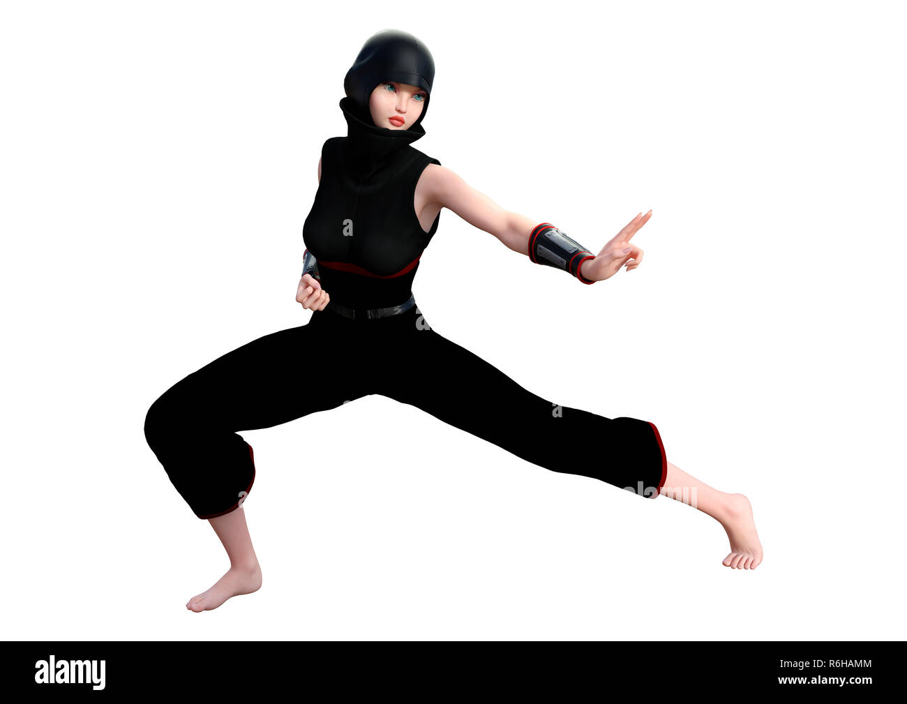 3D Rendering Female Ninja on White Stock Photo - Alamy