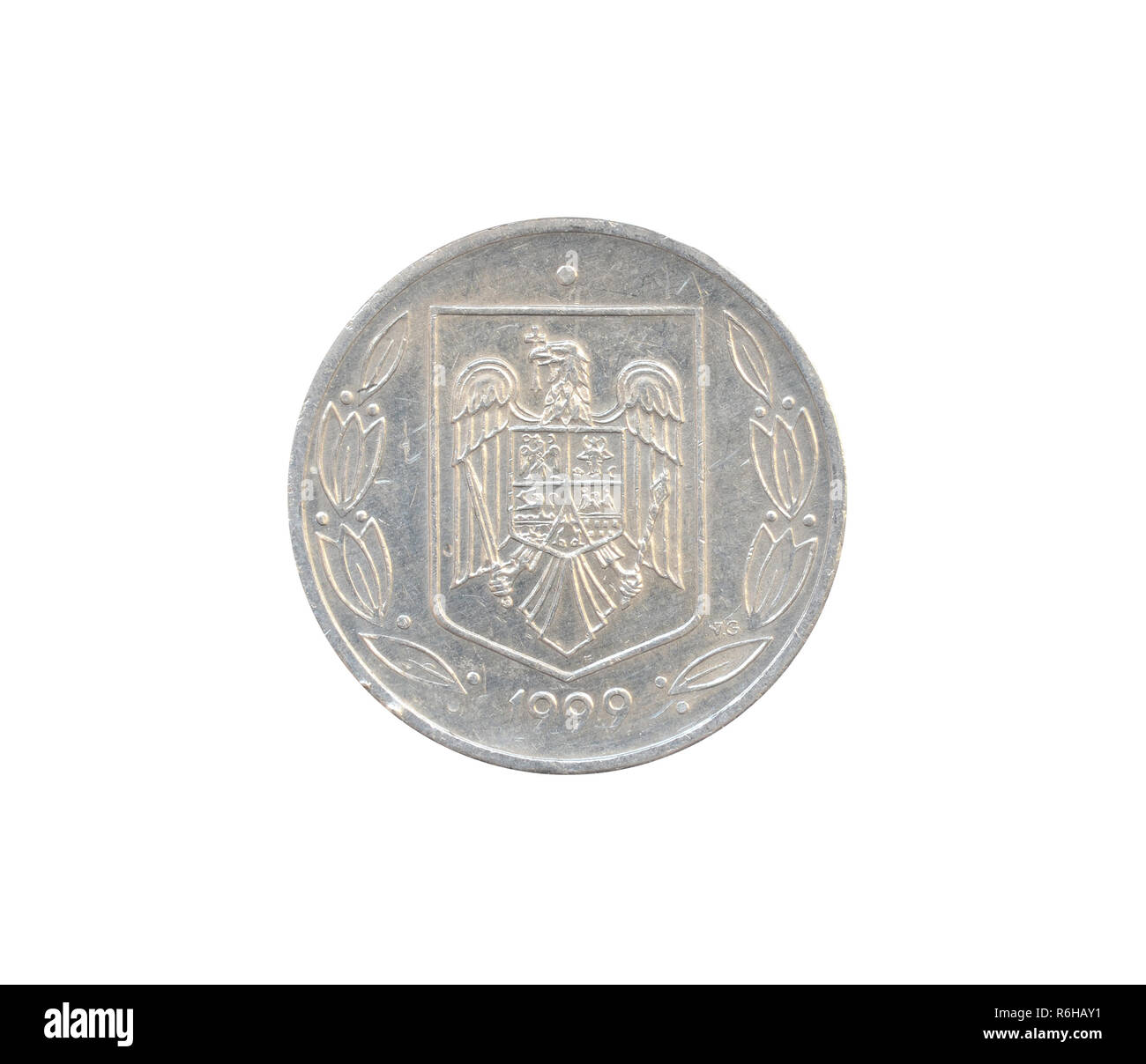 Vintage 500 Lei coin made by Romania, that shows Coat of arms Stock ...