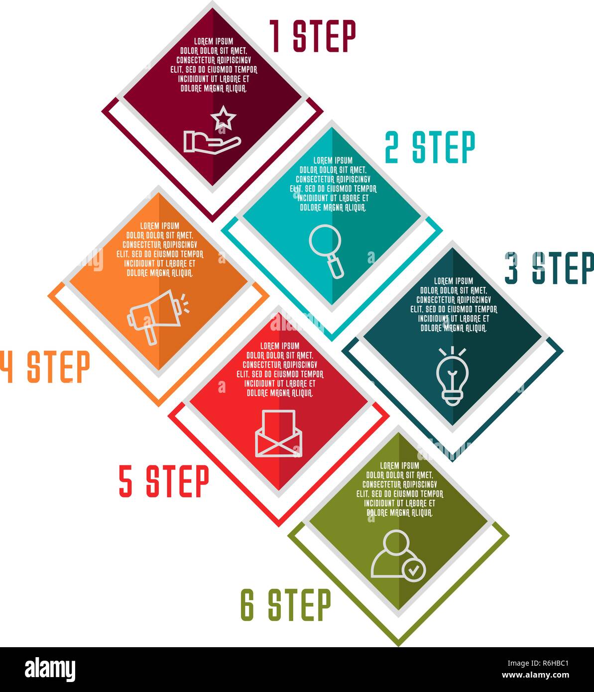 Flat vector illustration. Infographic template with six elements ...