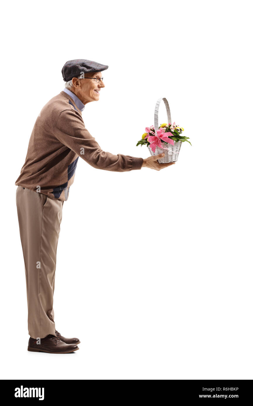 Old man holding flower Cut Out Stock Images & Pictures - Alamy