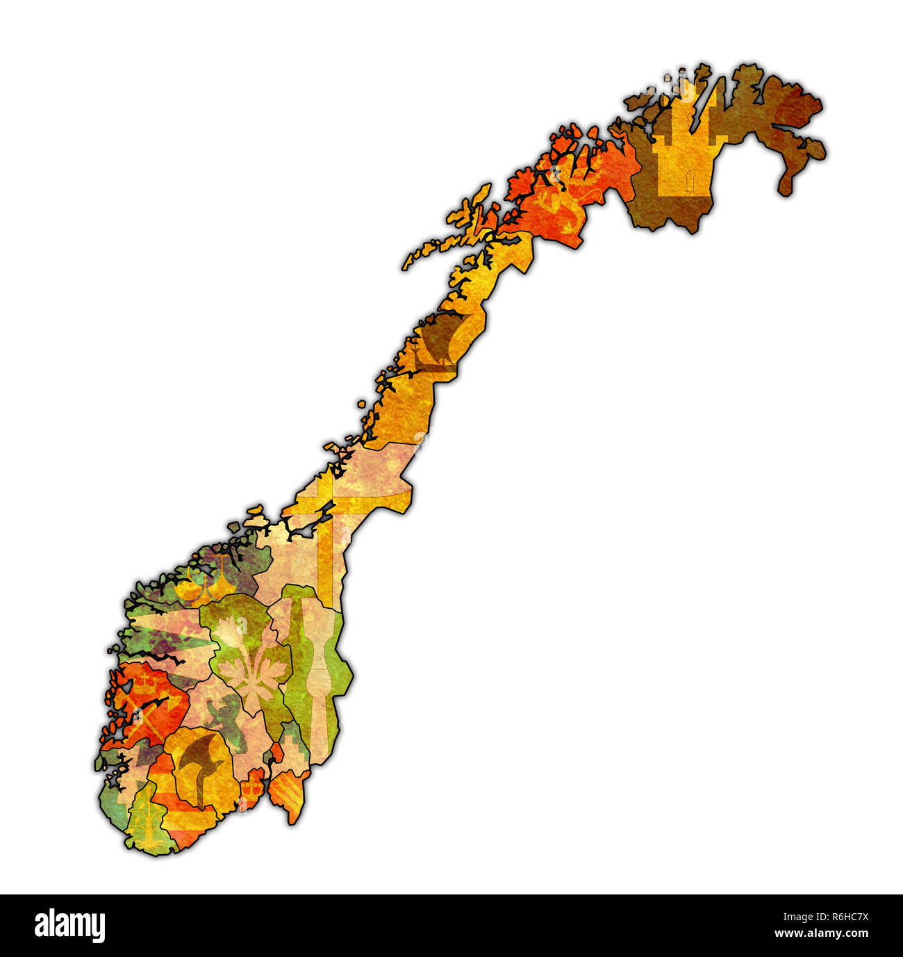 regions on administration map of norway Stock Photo - Alamy