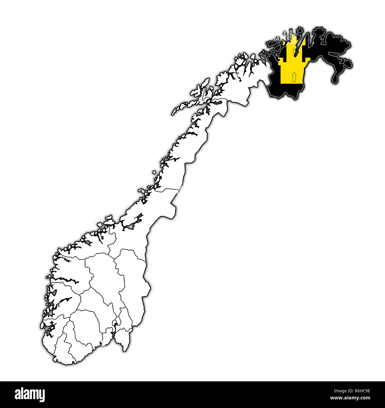Finnmark region on administration map of norway Stock Photo - Alamy