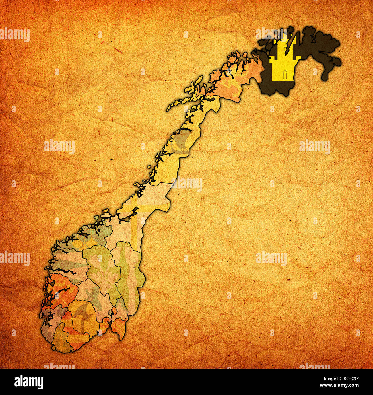 Finnmark region on administration map of norway Stock Photo - Alamy