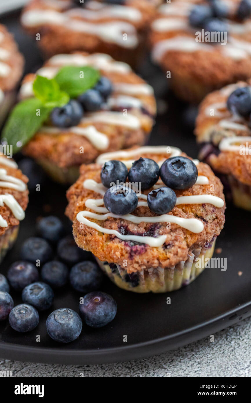 Homemade blueberry muffins made with organic ingredients Stock Photo ...