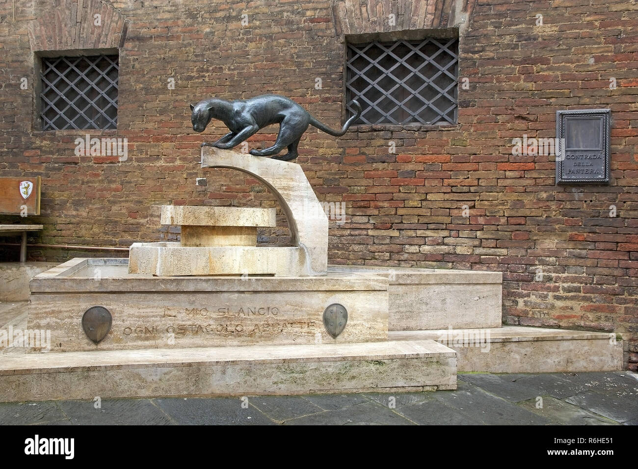 Panther monument at the contrada border, Siena, Tuscany, Italy Stock ...