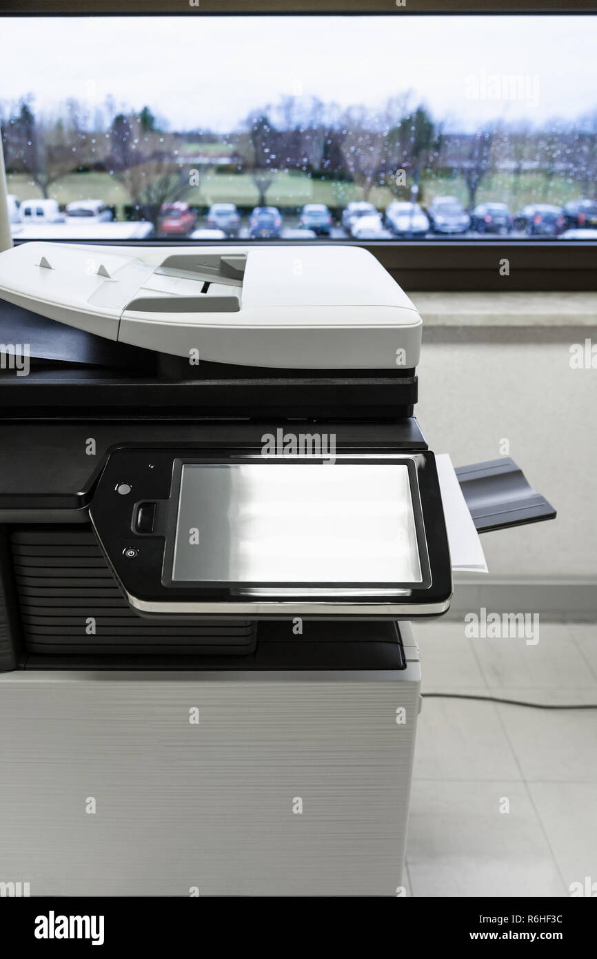 big copier with touchscreen display in office Stock Photo - Alamy
