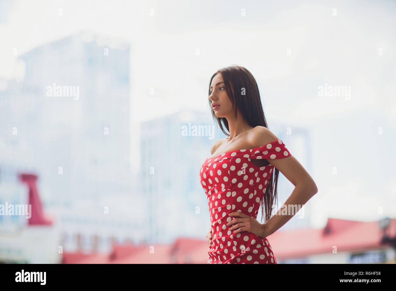 Laughing Fashion Woman in City Street in Europe. Smiling Trendy Girl in ...