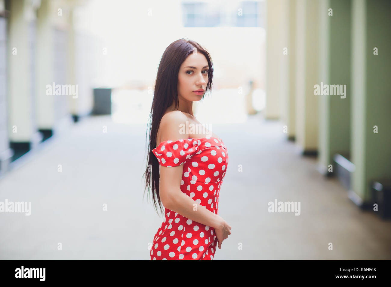 Laughing Fashion Woman in City Street in Europe. Smiling Trendy Girl in ...