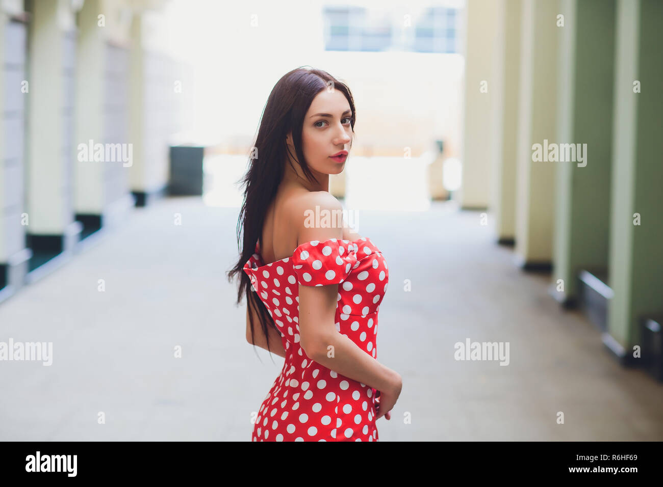 Laughing Fashion Woman in City Street in Europe. Smiling Trendy Girl in ...