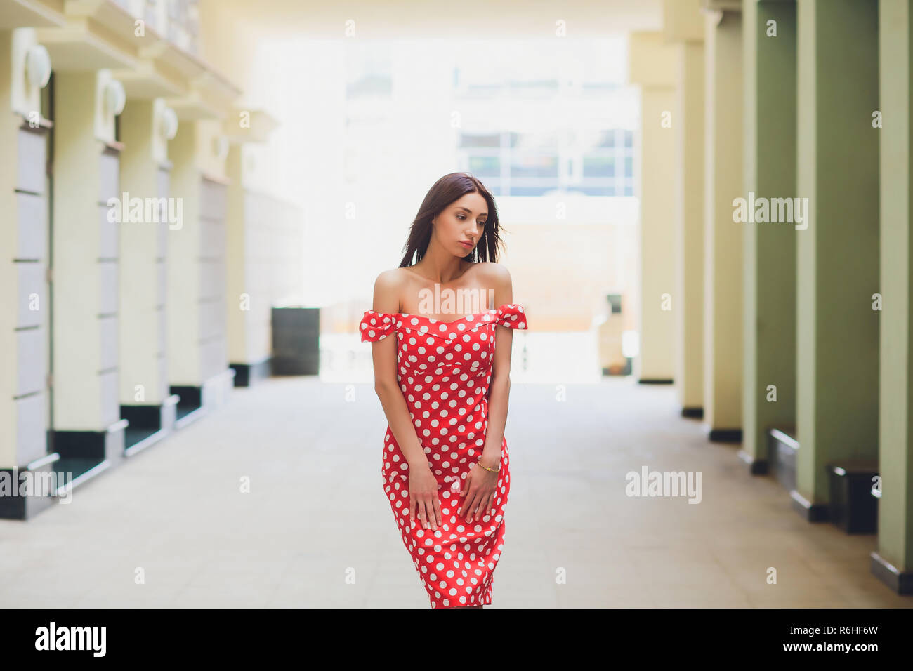 Laughing Fashion Woman in City Street in Europe. Smiling Trendy Girl in ...