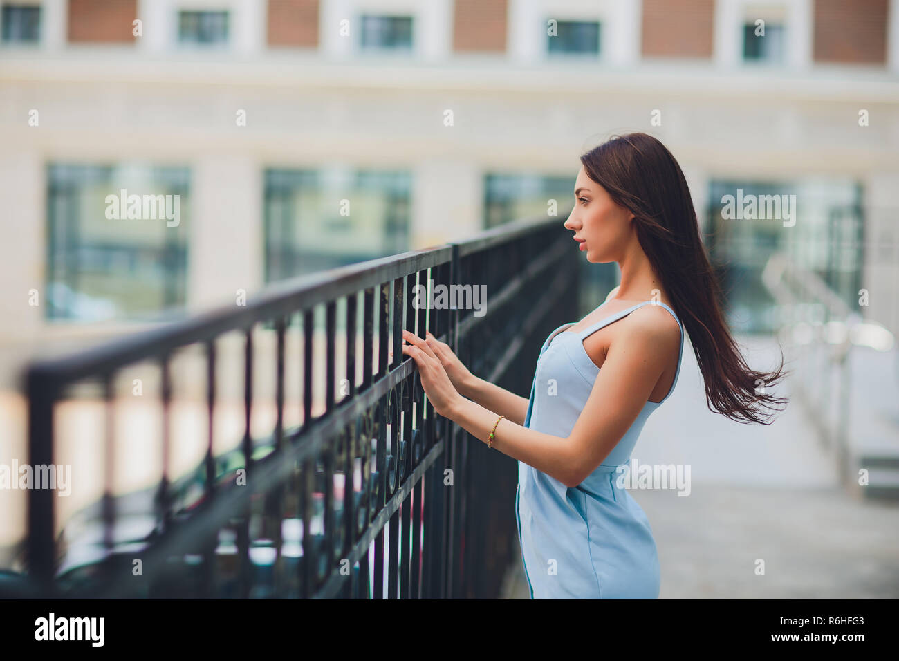 Laughing Fashion Woman in City Street in Europe. Smiling Trendy Girl in ...