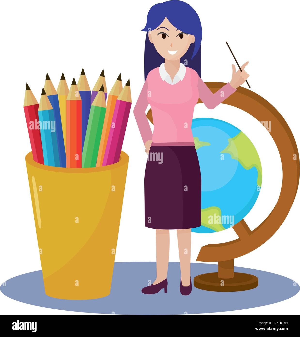school woman teacher cartoon Stock Vector Image & Art - Alamy