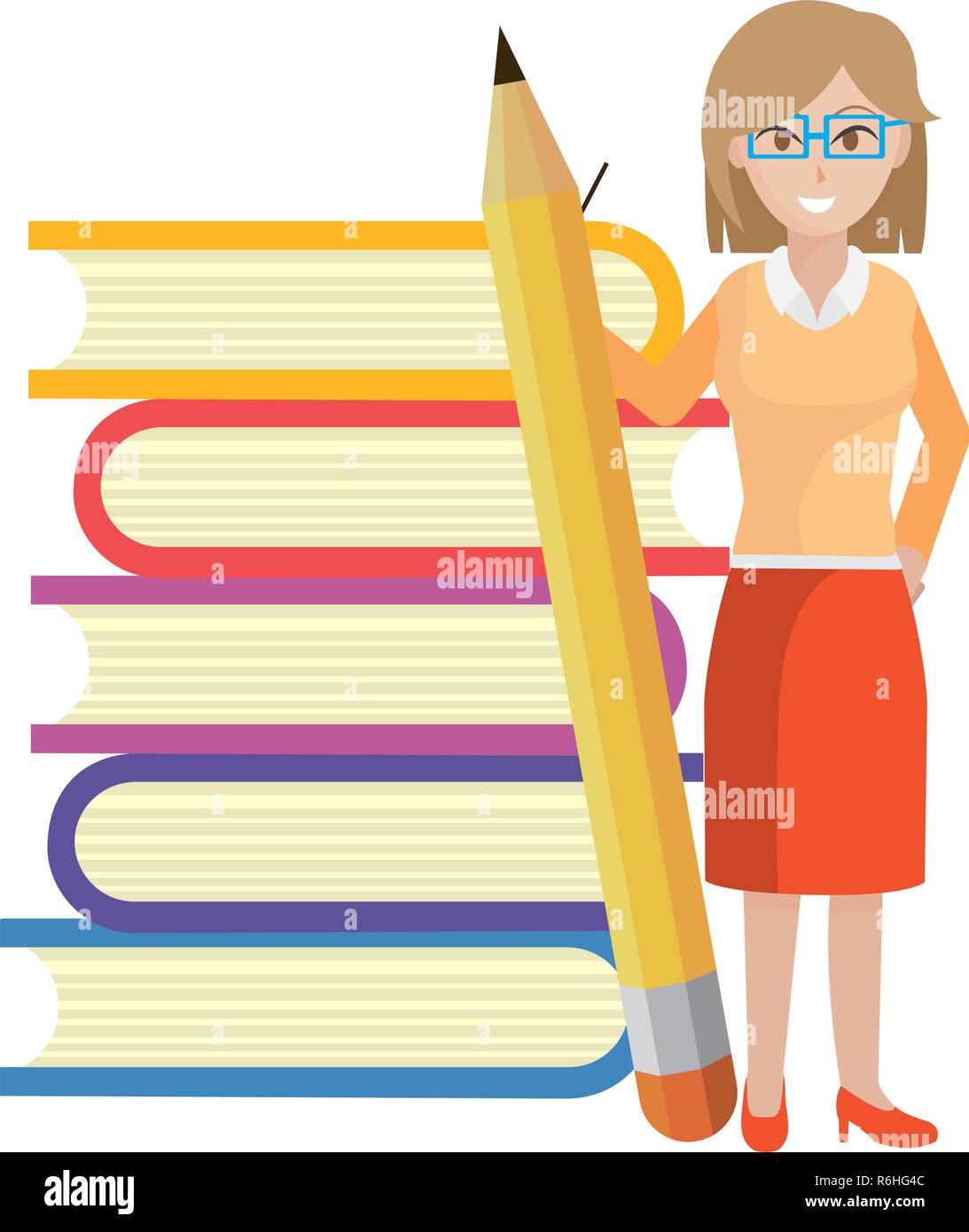 School woman teacher cartoon Cut Out Stock Images & Pictures - Alamy