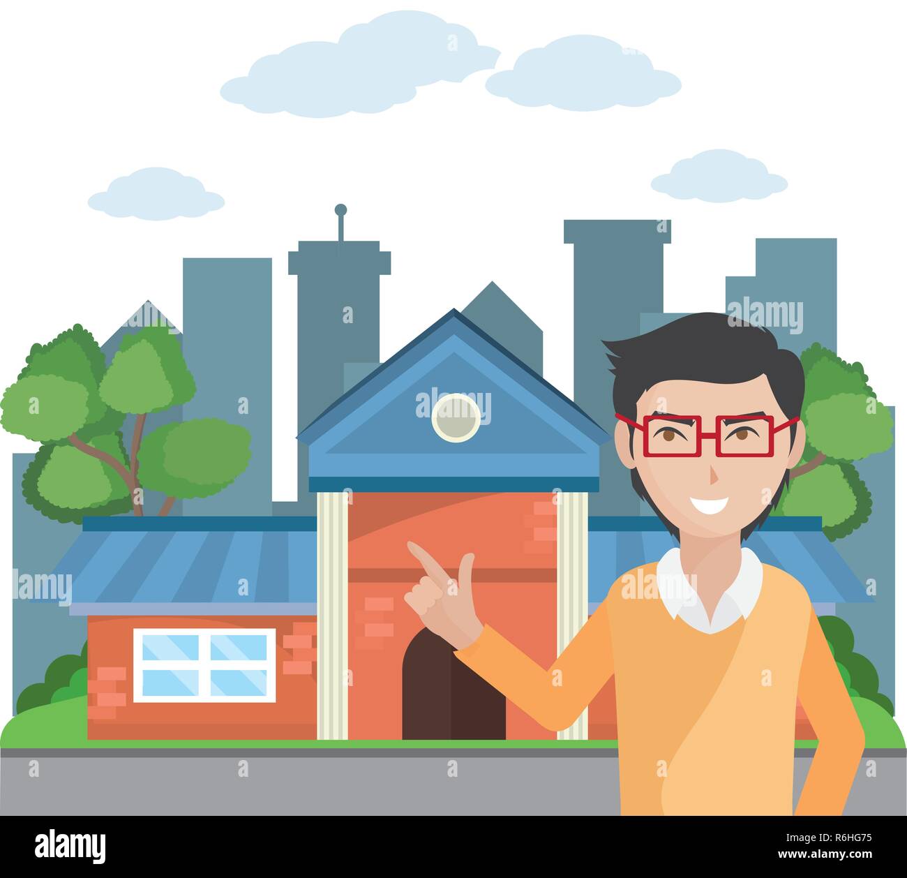 school man teacher cartoon Stock Vector Image & Art - Alamy