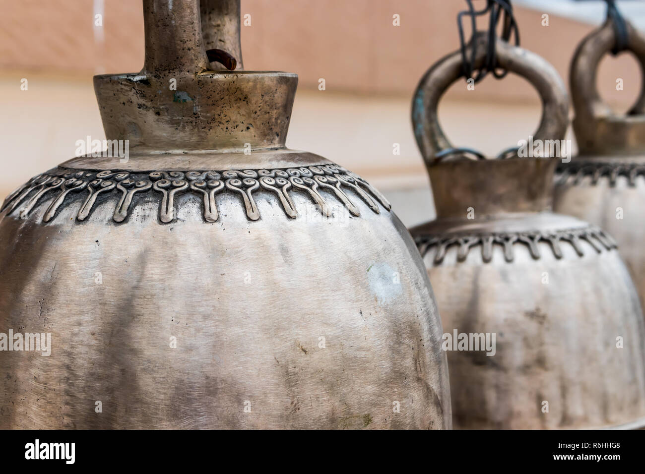 Large of brass bells Stock Photo - Alamy