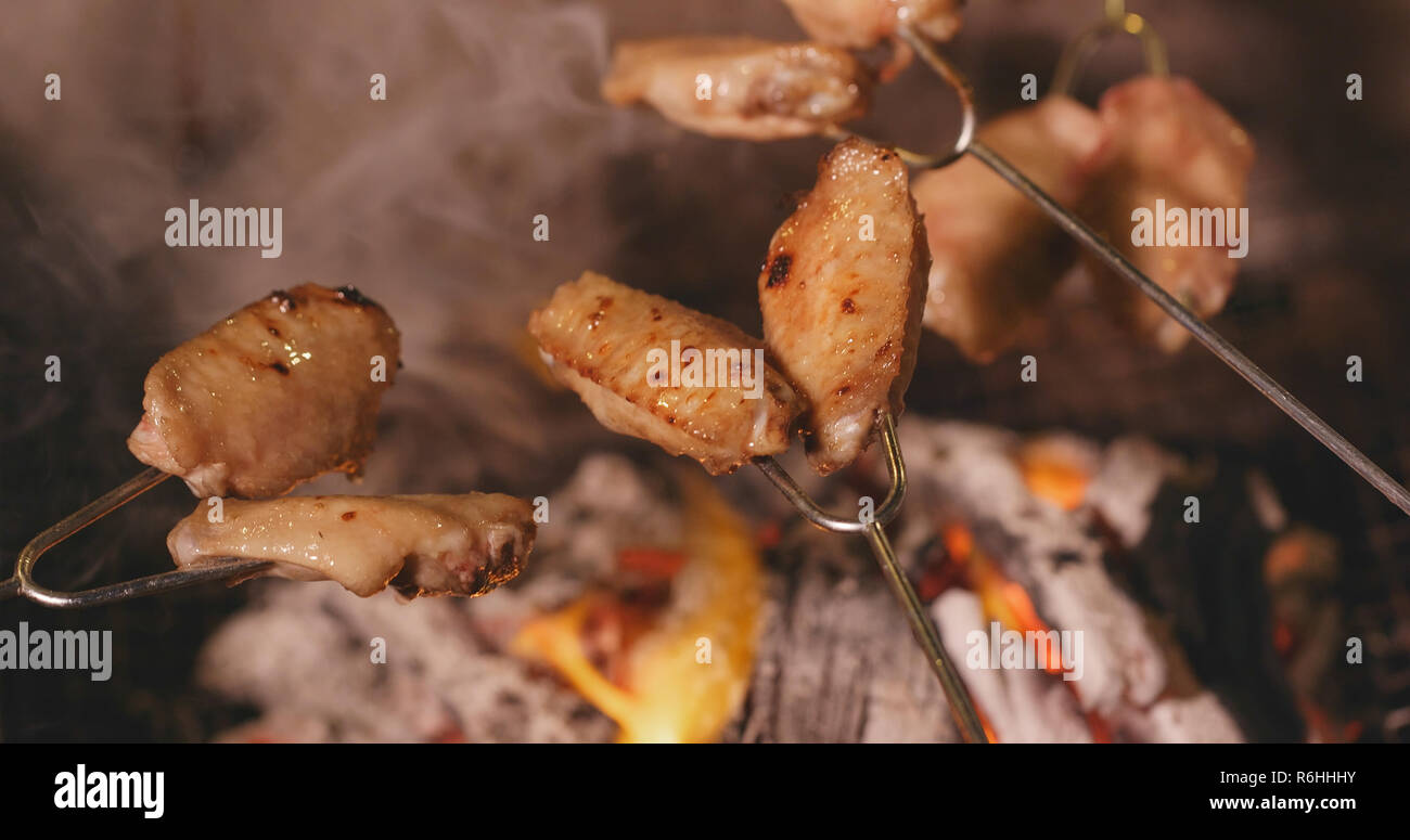 Barbecue at night Stock Photo - Alamy