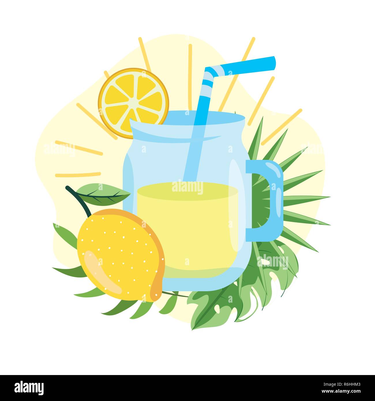 nature lemonade with tropical leaves plants Stock Vector Image & Art ...