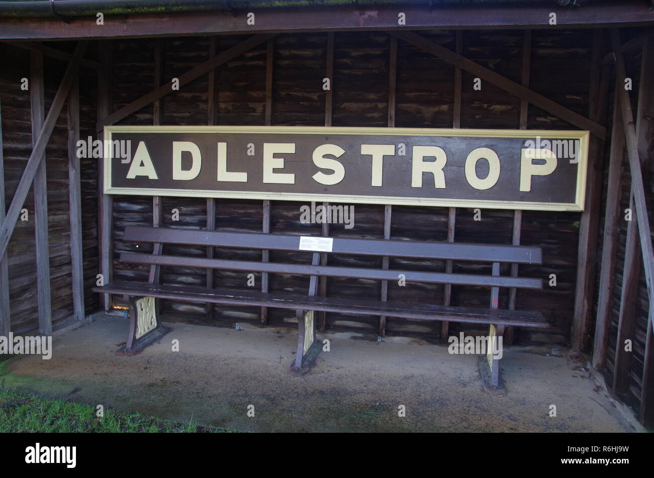 bus shelter with the train station sign. Adlestrop. The Macmillan Way ...