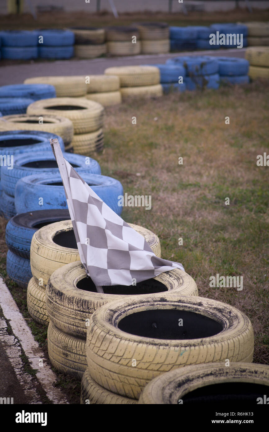 Race flag on a race track Stock Photo - Alamy