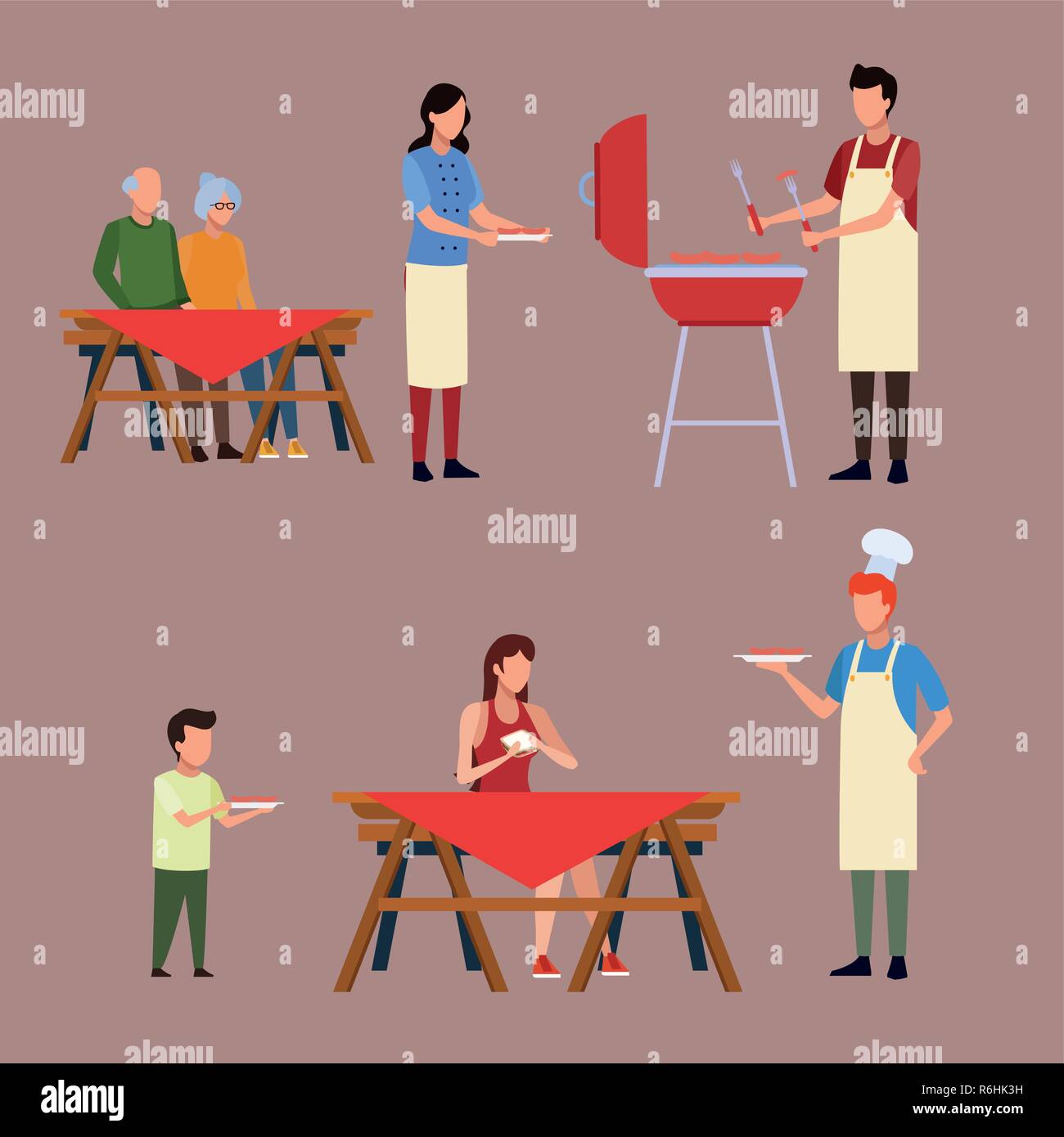 Family dinner outdoor together Stock Vector Images - Alamy