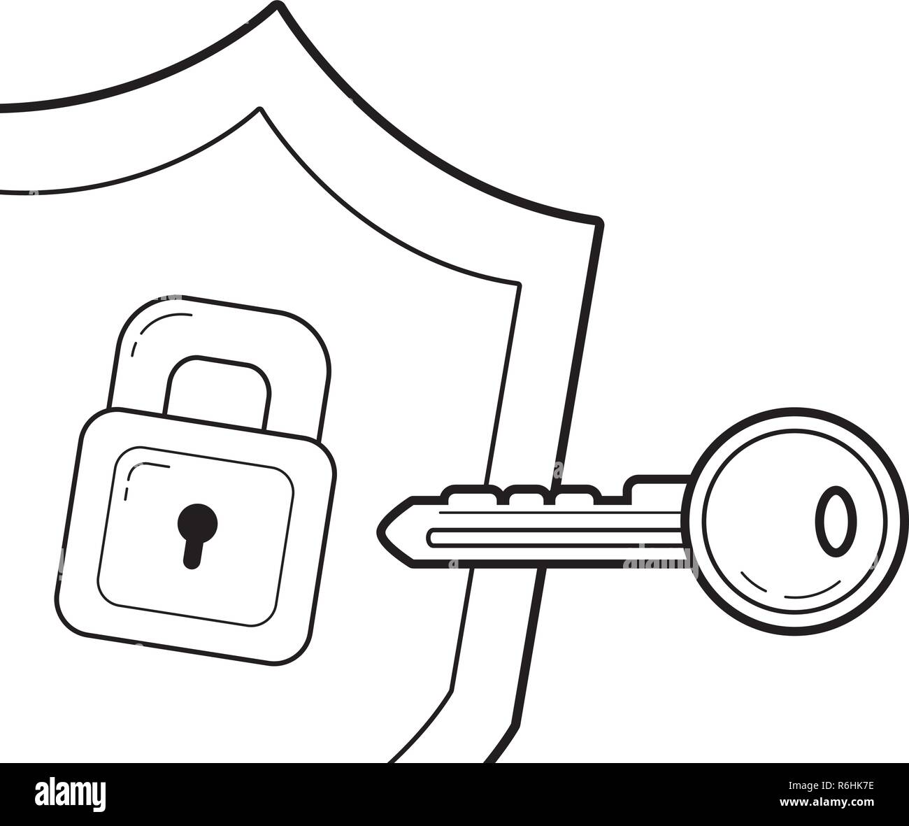 Cyber security shield key Black and White Stock Photos & Images - Alamy