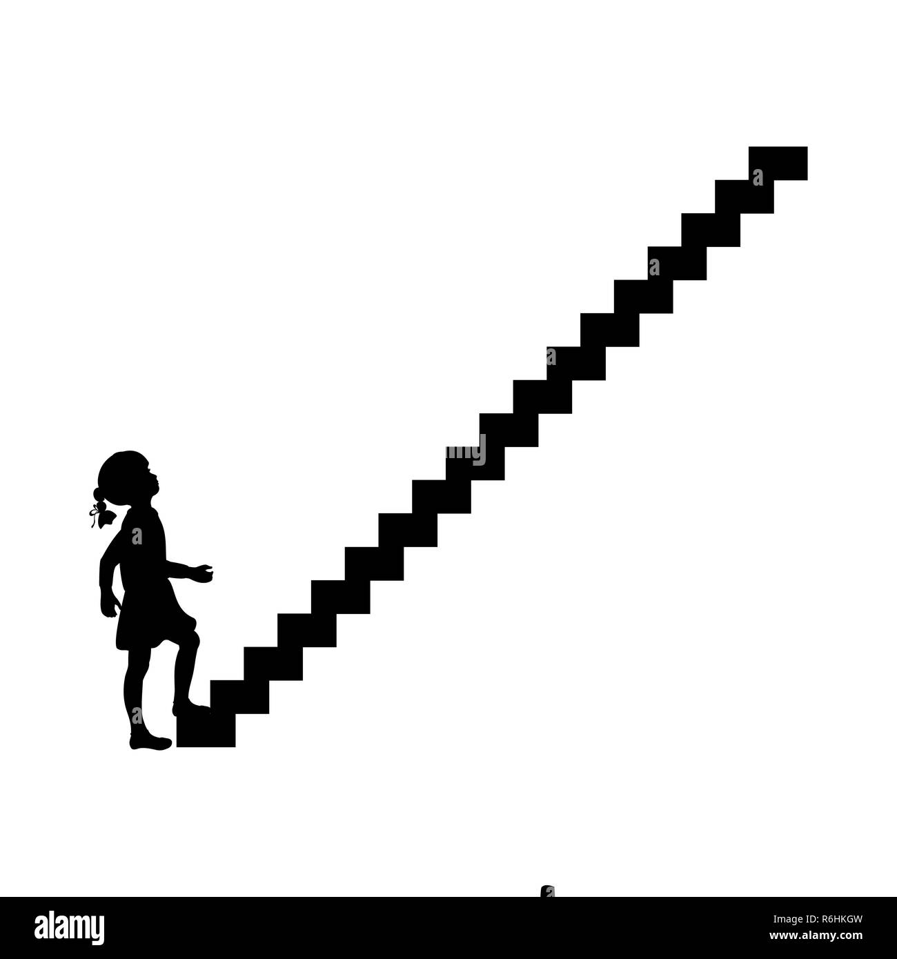 Silhouette girl up climbing stair Stock Photo - Alamy