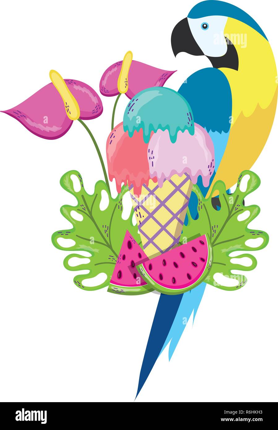 tropical bird parrot cartoon Stock Vector Image & Art - Alamy