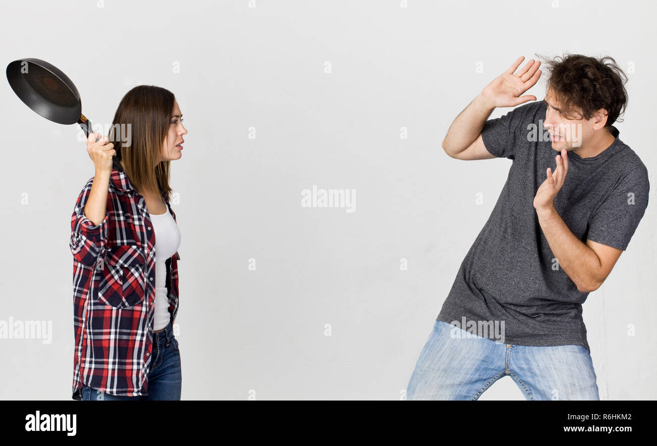 Woman hitting man domestic violence hi-res stock photography and images ...