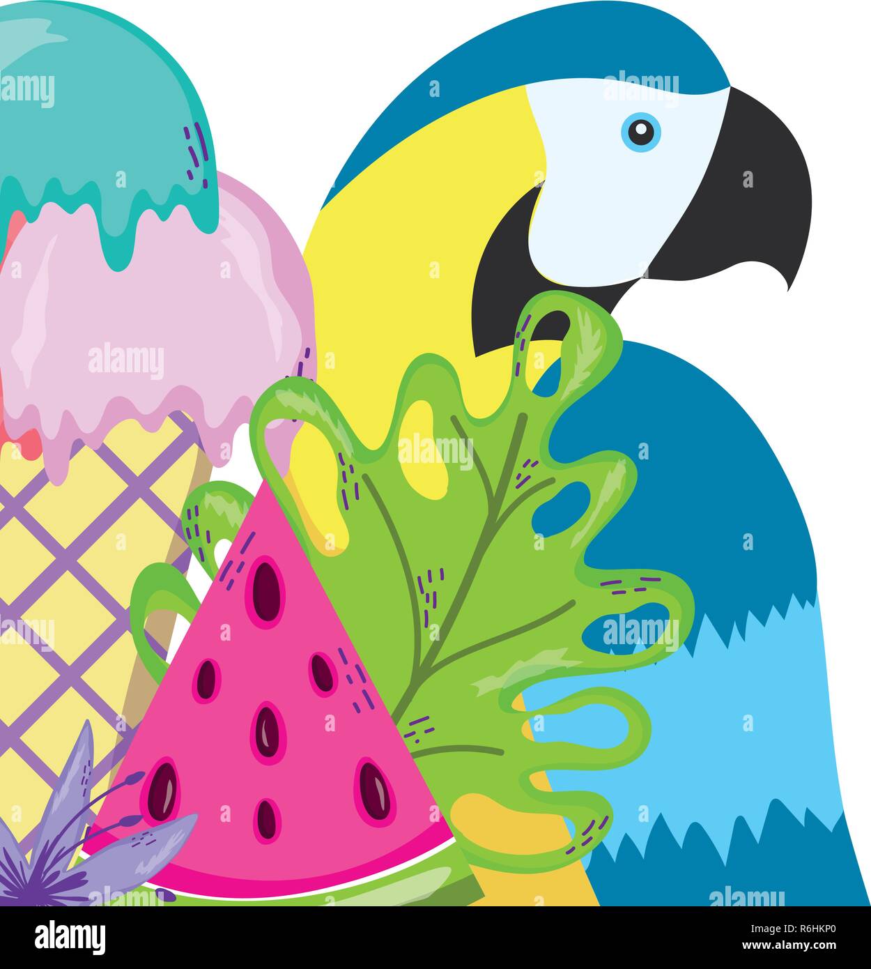 tropical bird parrot cartoon Stock Vector Image & Art - Alamy