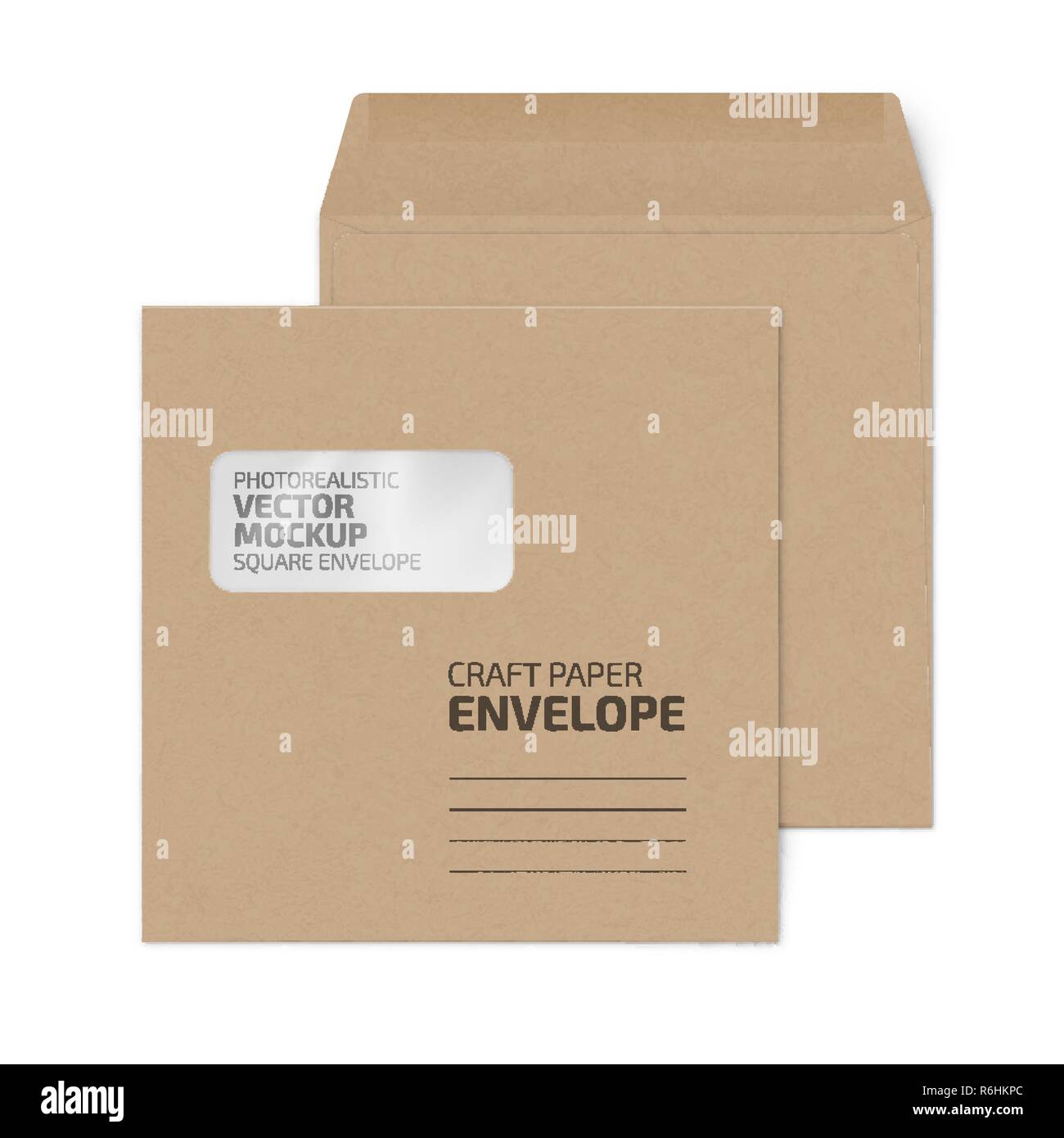 Craft square envelope with window on white Stock Vector Image & Art - Alamy