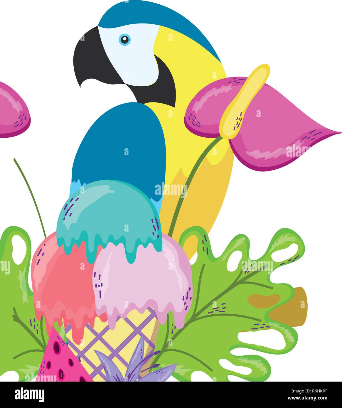 tropical bird parrot cartoon Stock Vector Image & Art - Alamy