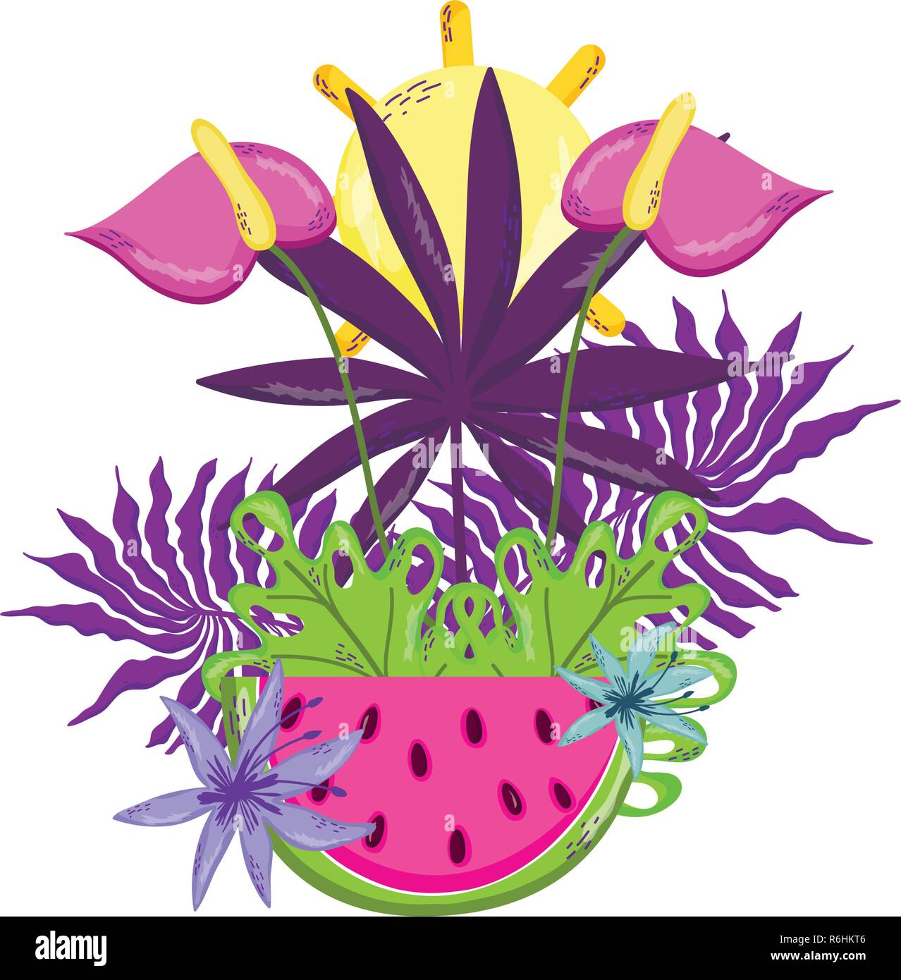 tropical watermelon cartoon Stock Vector Image & Art - Alamy