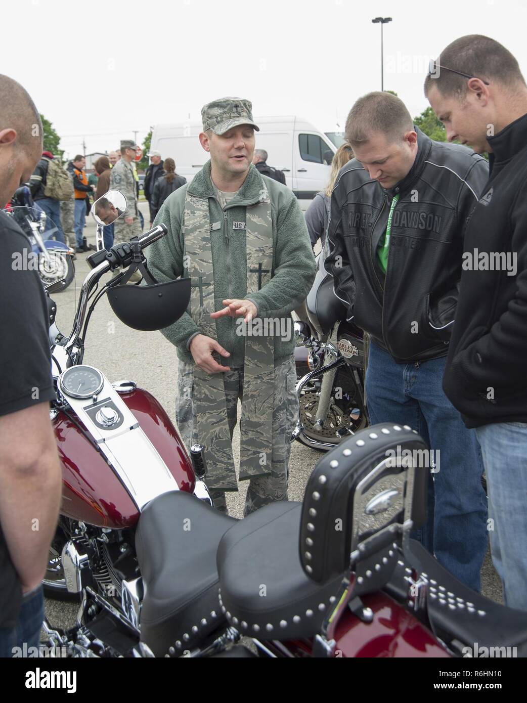 Maj. Matthew Clouse, 88th Air Base Wing chaplain, does a blessing of a ...