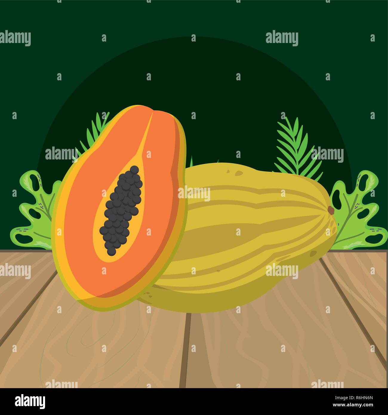 fresh fruits papaya cartoon Stock Vector Image & Art - Alamy