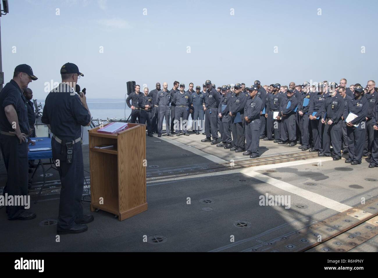 ARABIAN GULF (May 12, 2017) Capt. John Schmidt, commanding officer of ...