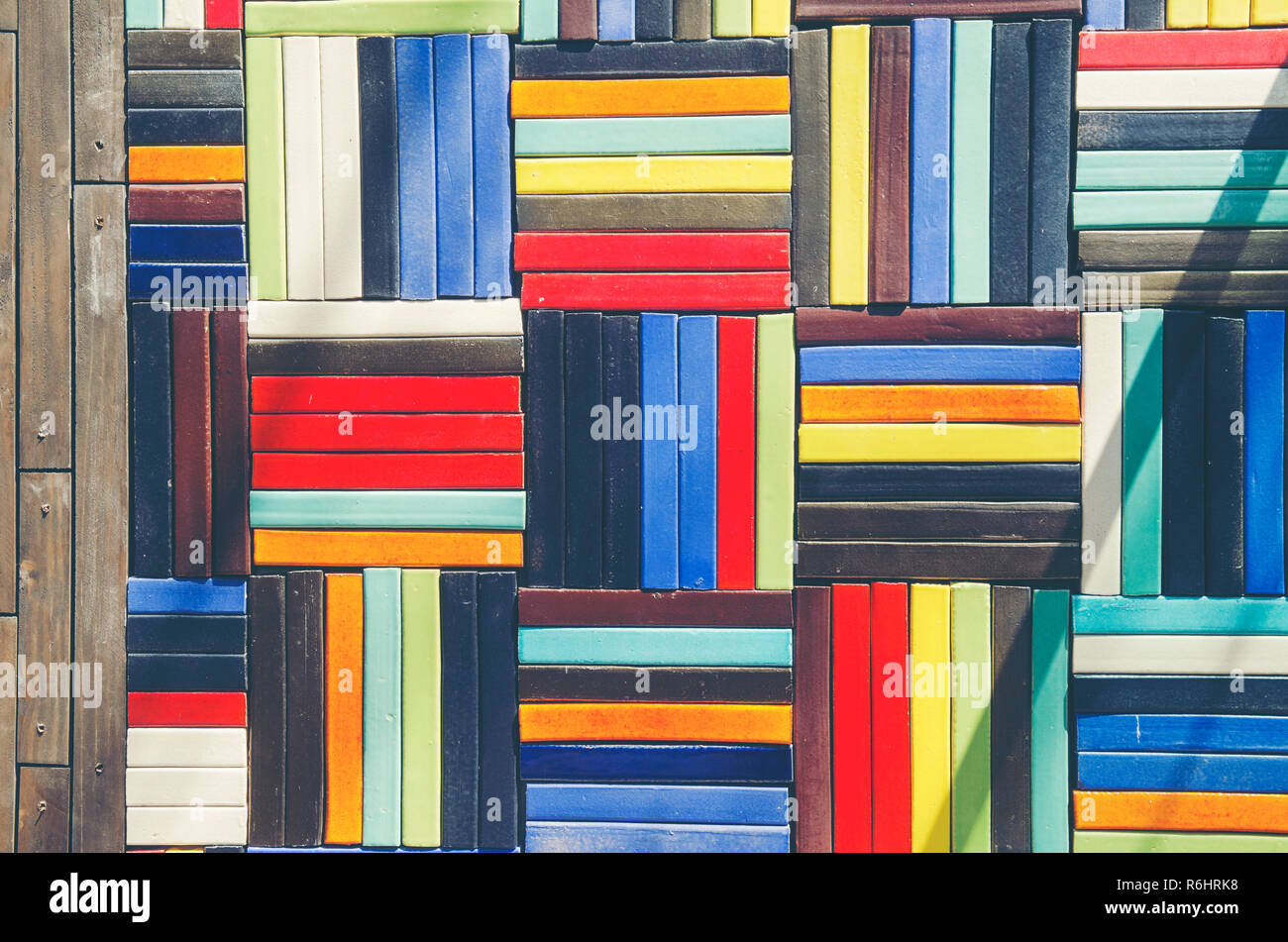 Colorful of ceramic tiles on the wall Stock Photo - Alamy