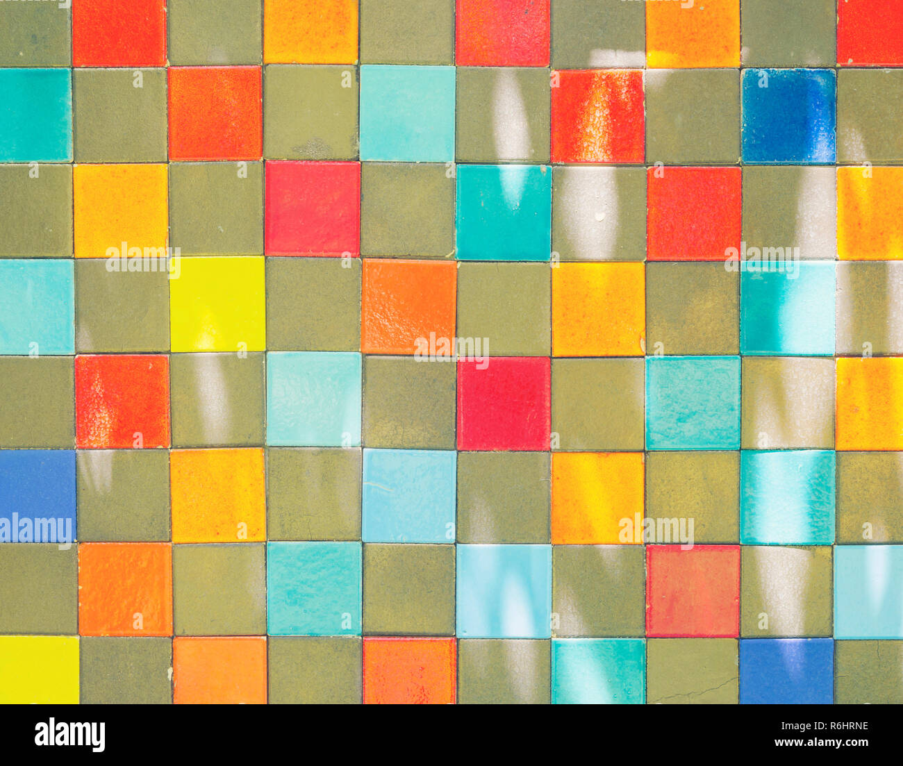 Colorful of ceramic tiles on the wall Stock Photo - Alamy