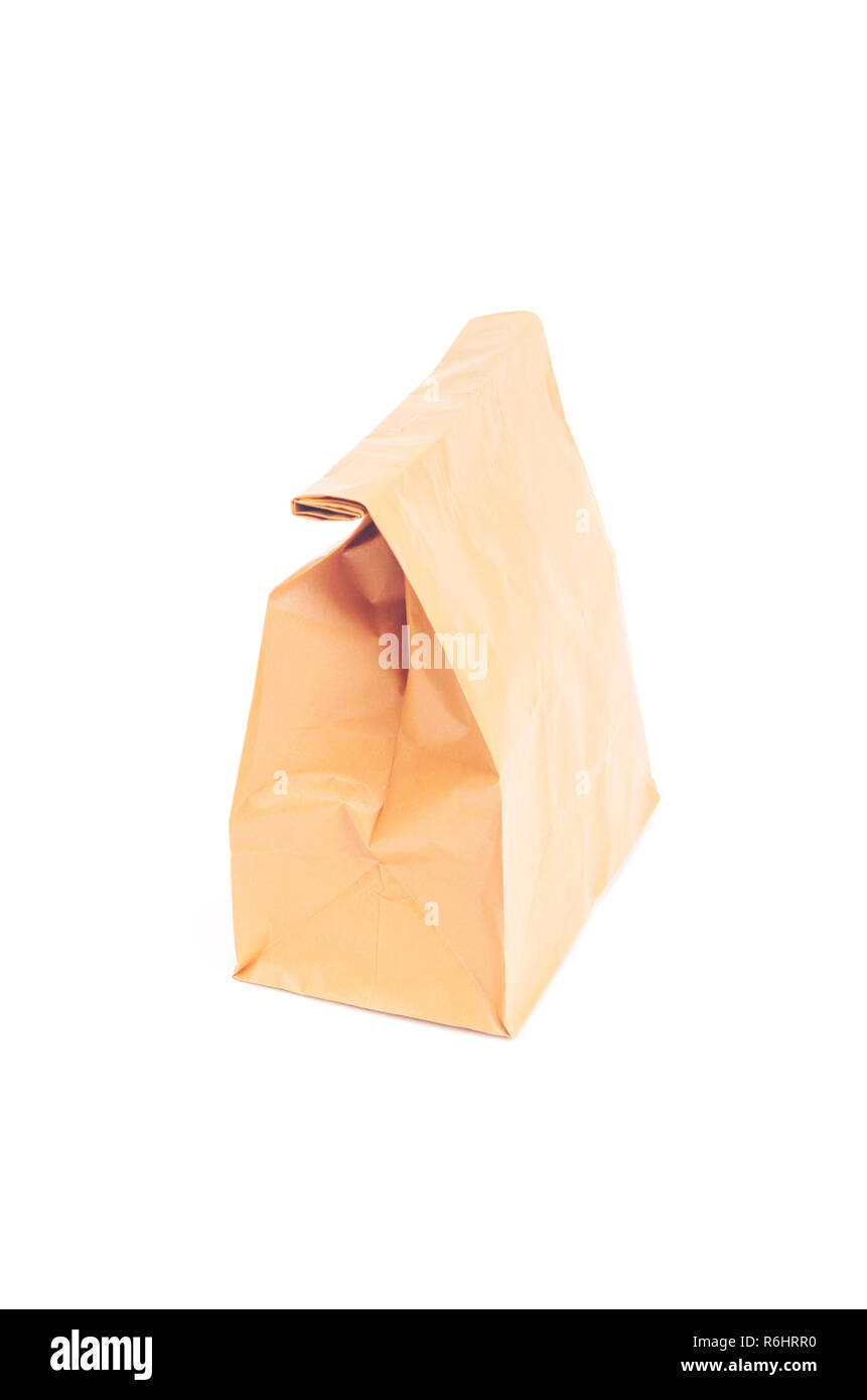 brown paper bag isolated on white Stock Photo - Alamy