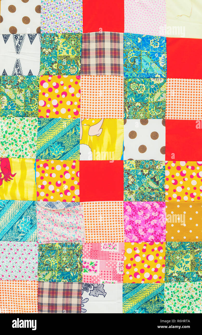 Background of colorful patchwork fabrics Stock Photo - Alamy