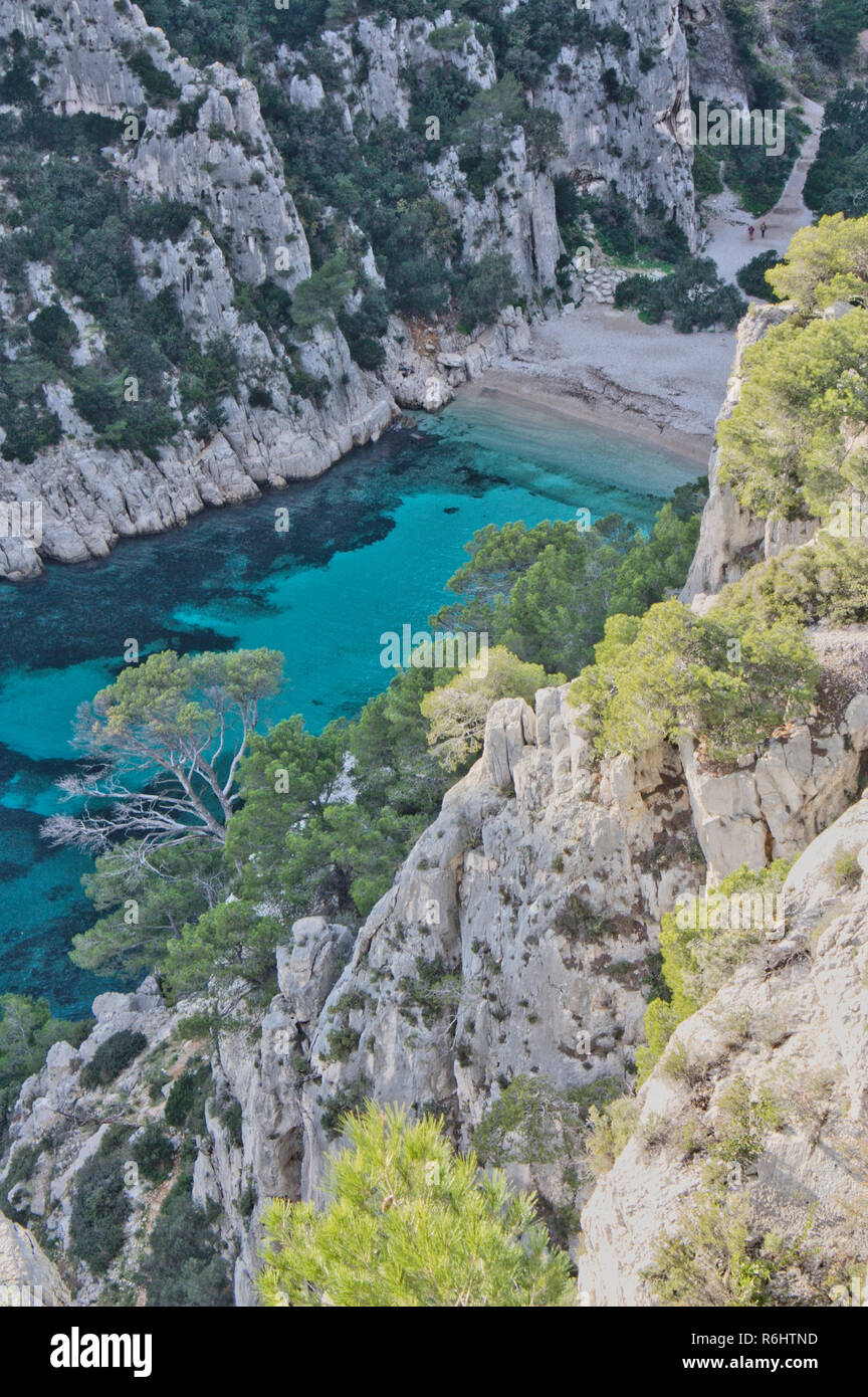 View of a Calanque, a bay on the French Mediterranean coast Stock Photo ...