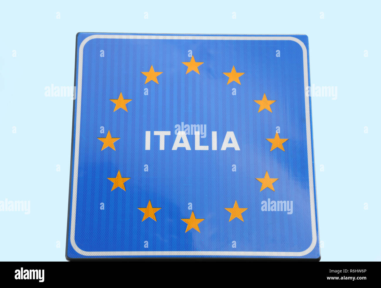 road sign with the inscription Italy indicating the State Border Stock ...
