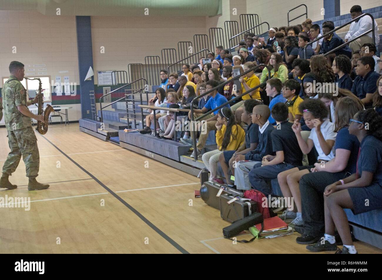 Spc. Daniel Rogers, a member of 3rd Infantry Division band, plays the ...