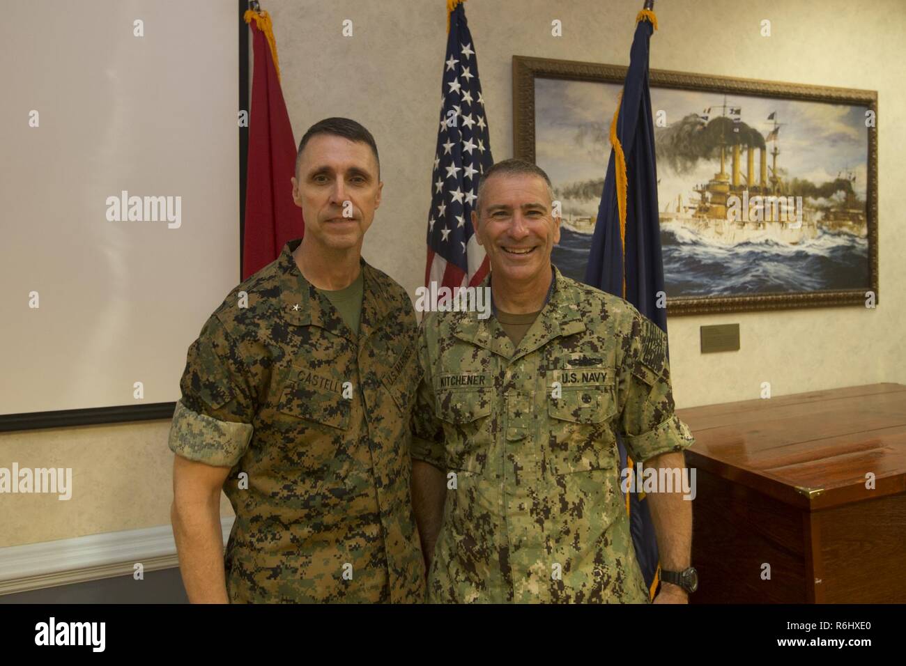 Brig. Gen. Robert Castellvi and Rear Adm. Roy Kitchener pose for a ...