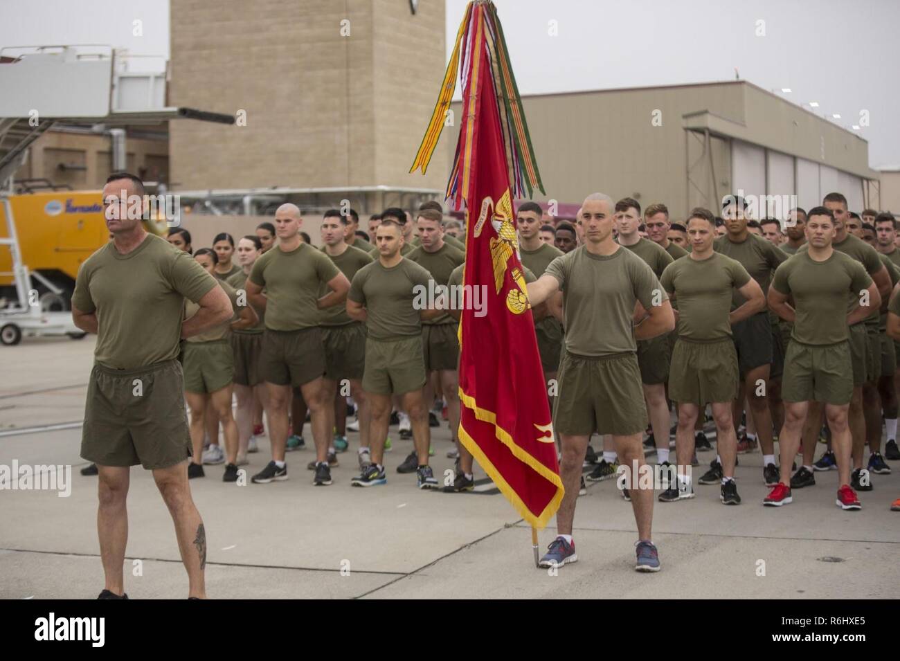 Marines with Marine Aircraft Group (MAG) 39 stand in formation prior to ...