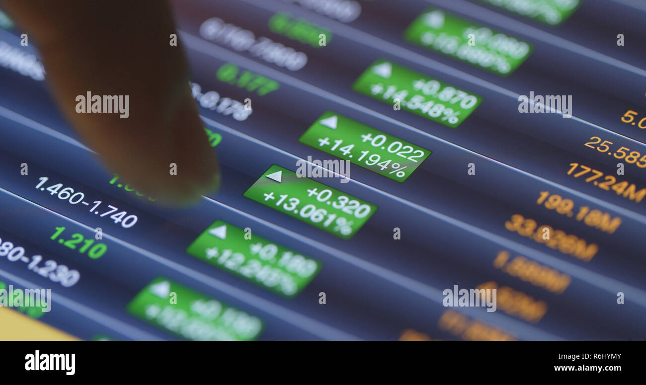 Stock stock graph on display screen Stock Photo - Alamy